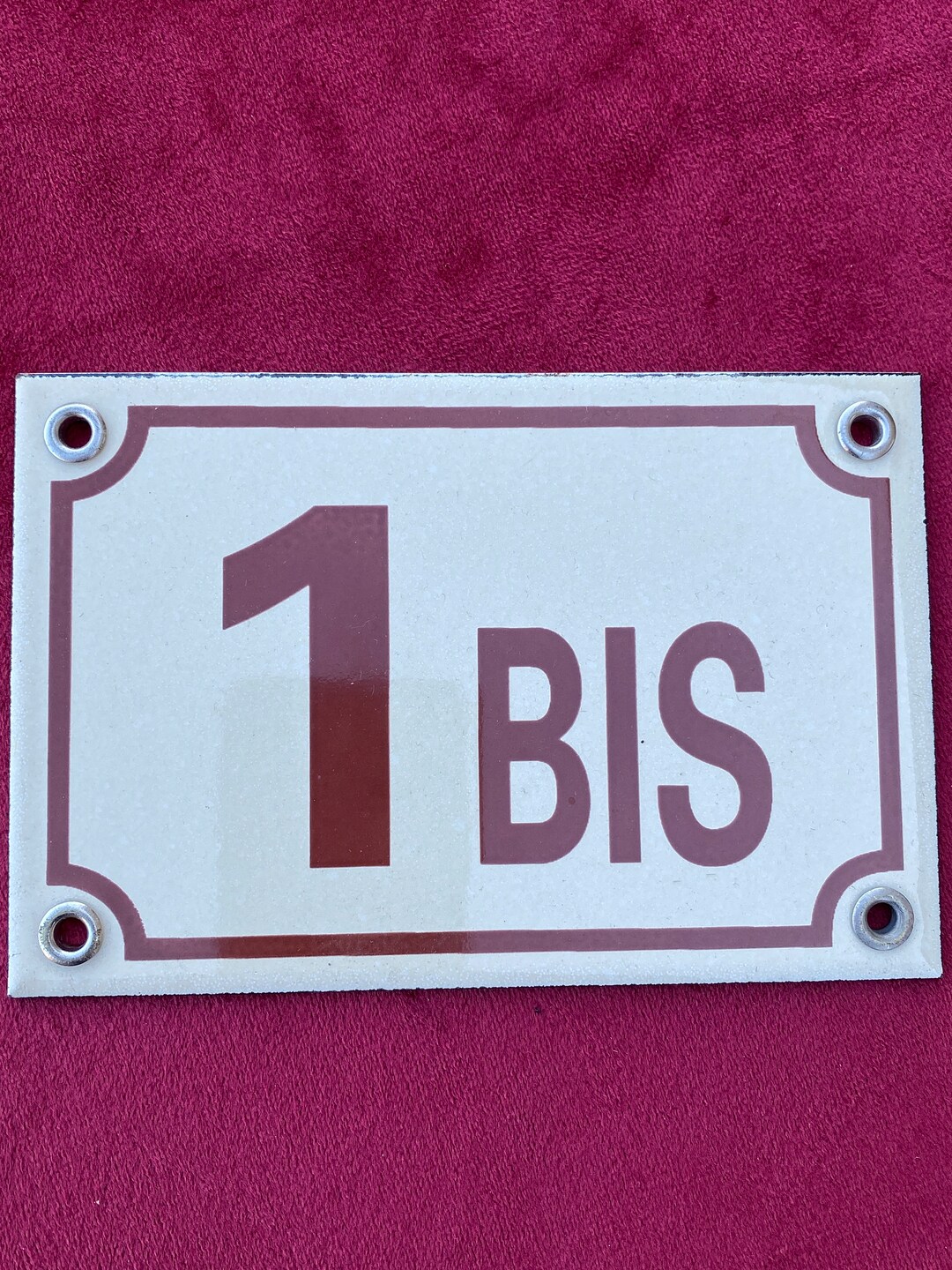 Vintage French Enamel House Number 1 BIS Plaque Sign - Vintage Cream ...