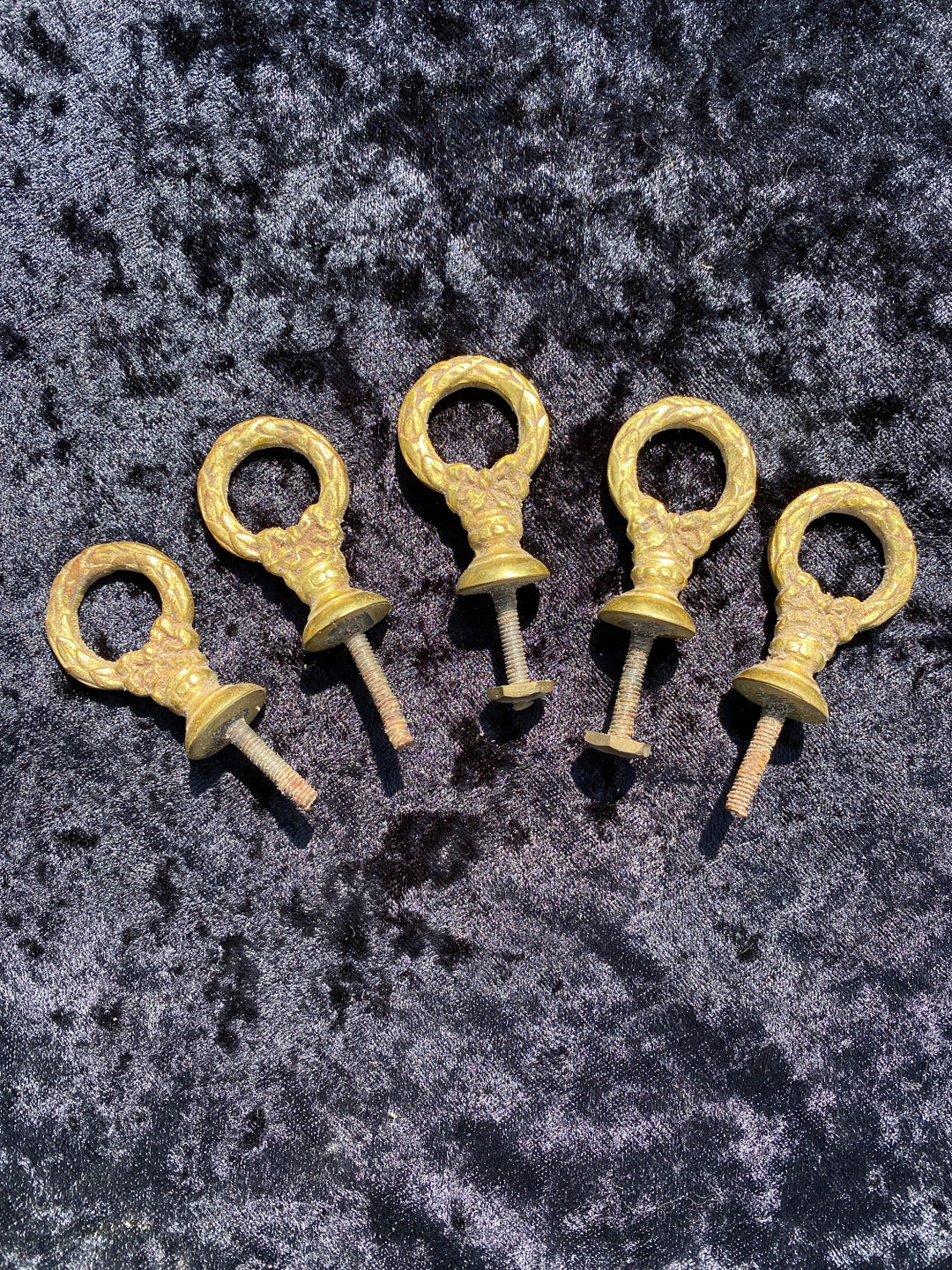 Antique French Bronze Drawer Pulls. Set of 5 Empire Style Cabinet ...
