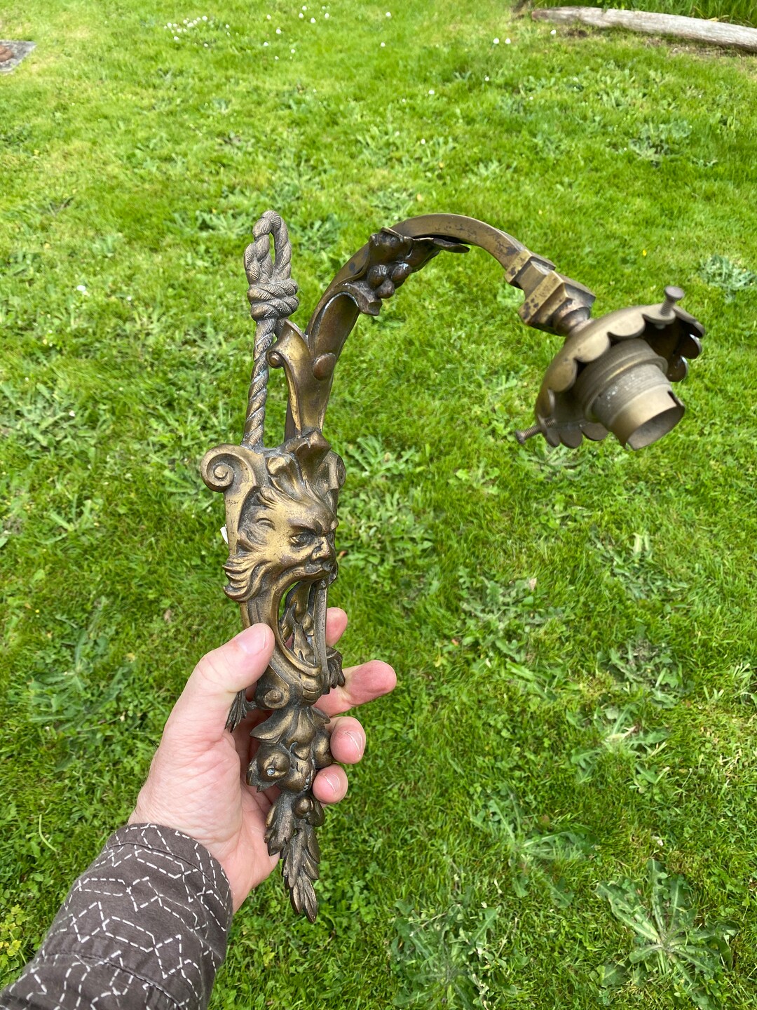 Antique French Bronze Wall Light Green Man Gothic Wall Light ...
