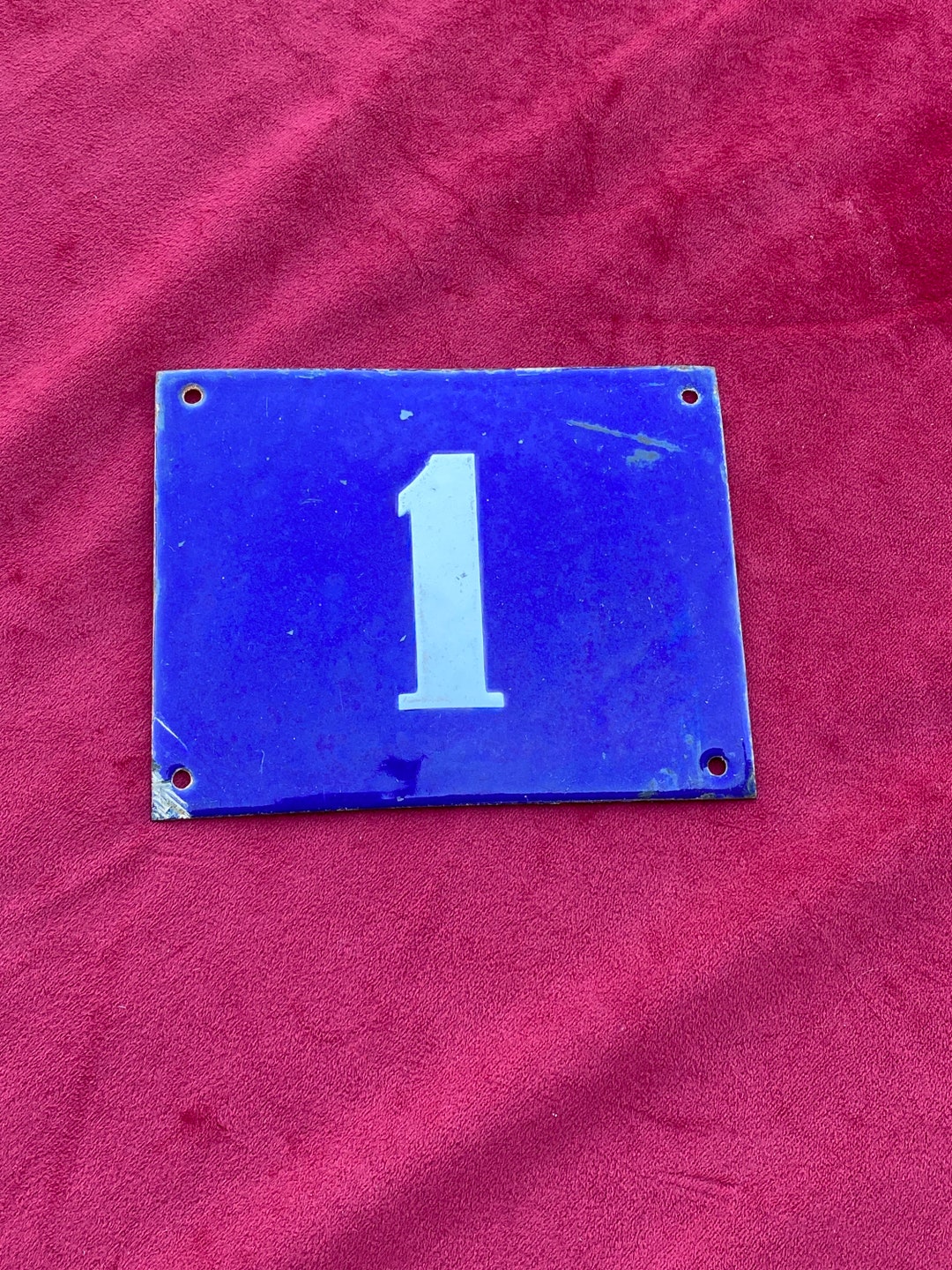 Vintage French Enamel House Number 1 Plaque Sign - Vintage Blue and ...