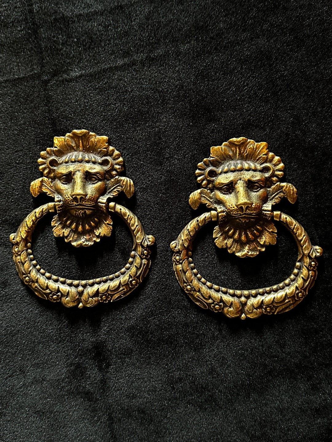 Antique French Bronze Drawer Handles PAIR of Empire Style Lions Head ...