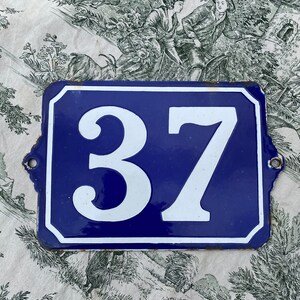 Antique 9 Inch Large French Enamel House Number 37 Plaque Sign ...