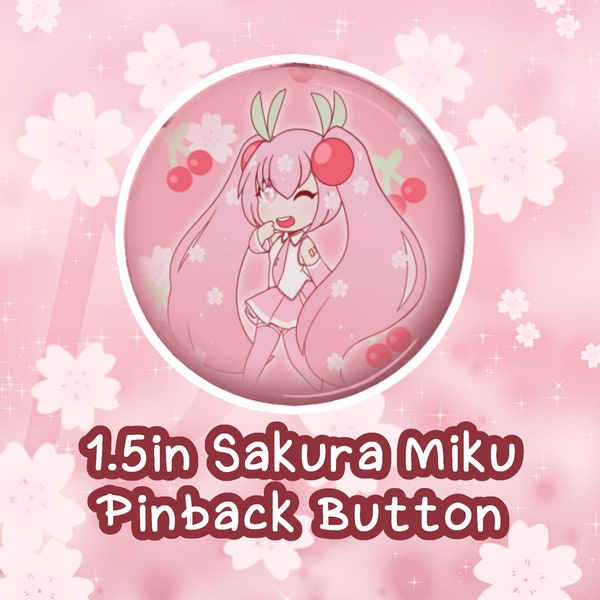 Sakura Miku Button Pin - Etsy