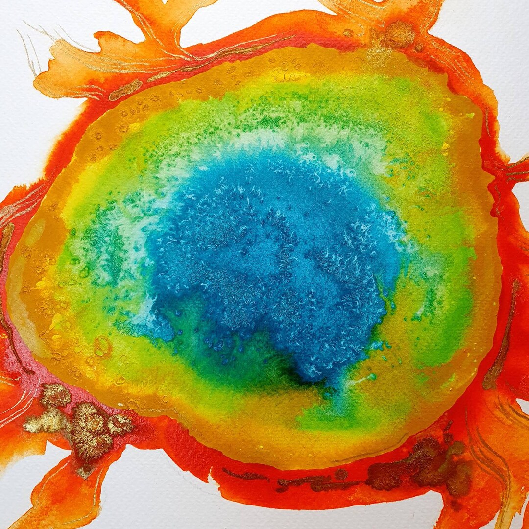 Grand Prismatic Geyser Original Ink Painting Yellowstone - Etsy