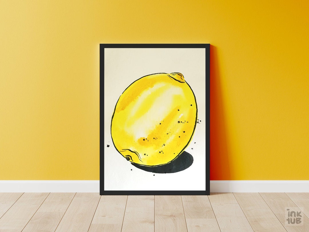 Lemon - Original A2 Ink Painting - 42x60cm - Large Poster Size ...