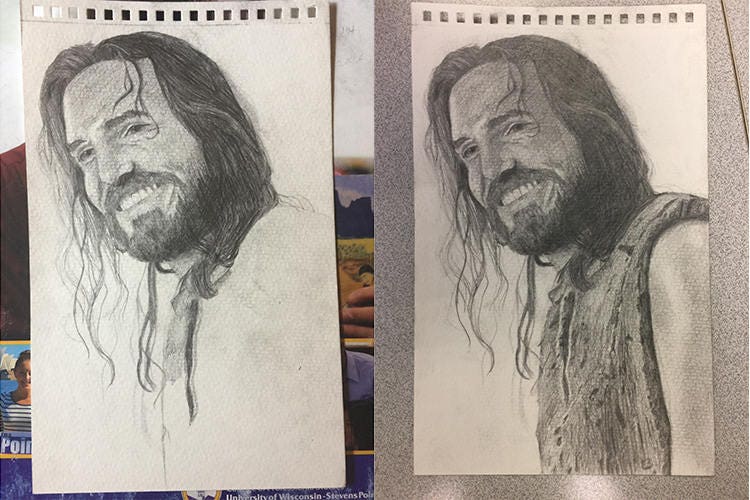 Jesus Laughing, Pencil Drawn Portrait Art Print - Etsy