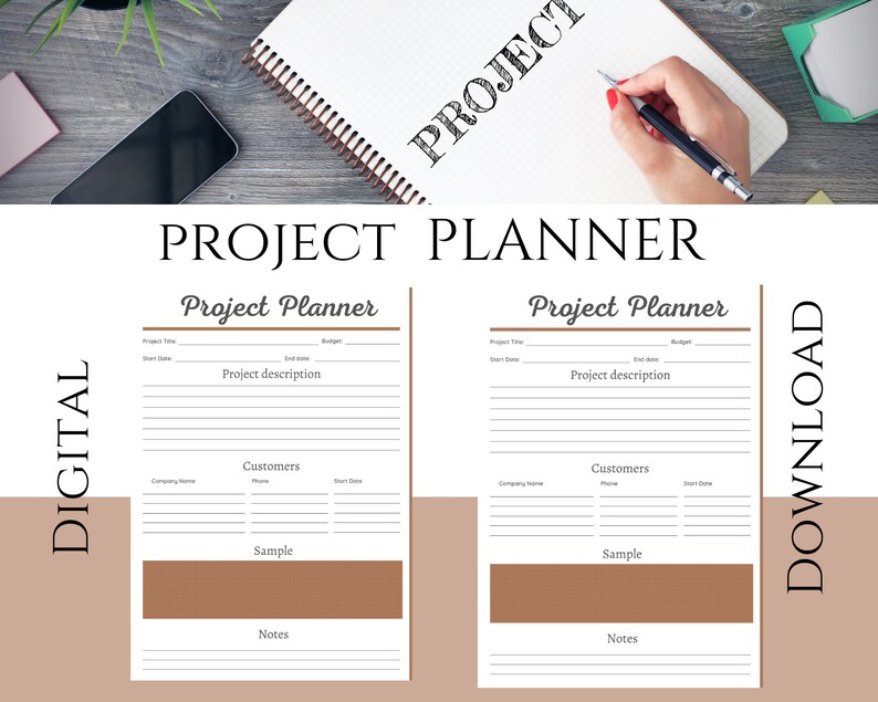 Project Planner Printable PDF Template, Productivity Planner, Undated ...