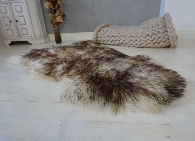 Giant Genuine Sheepskin Rug Brown WHIte Mouflon Soft Warm Wool | Etsy