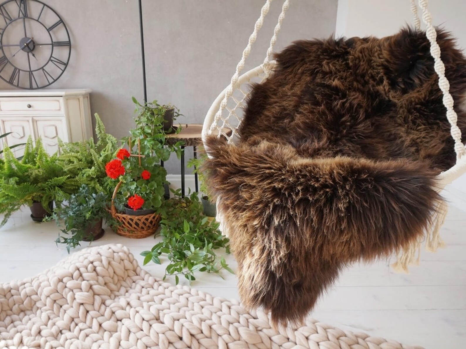 Giant Genuine Sheepskin Rug Brown Soft Warm Wool Natural Area - Etsy