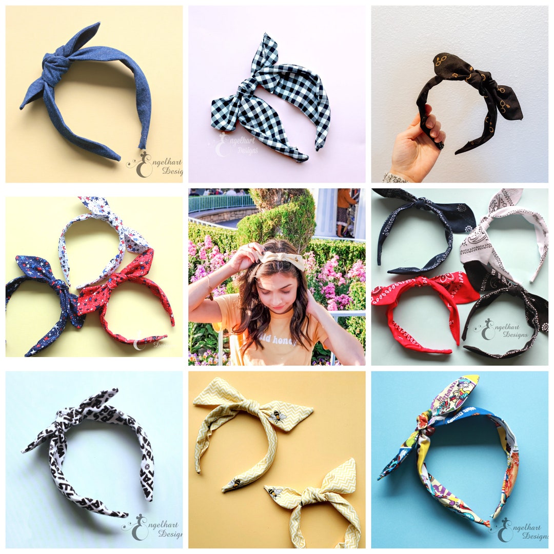 Knot Bow Band, Knotty Bow, Top Knot Headband, Hair Accessory, Gingham ...