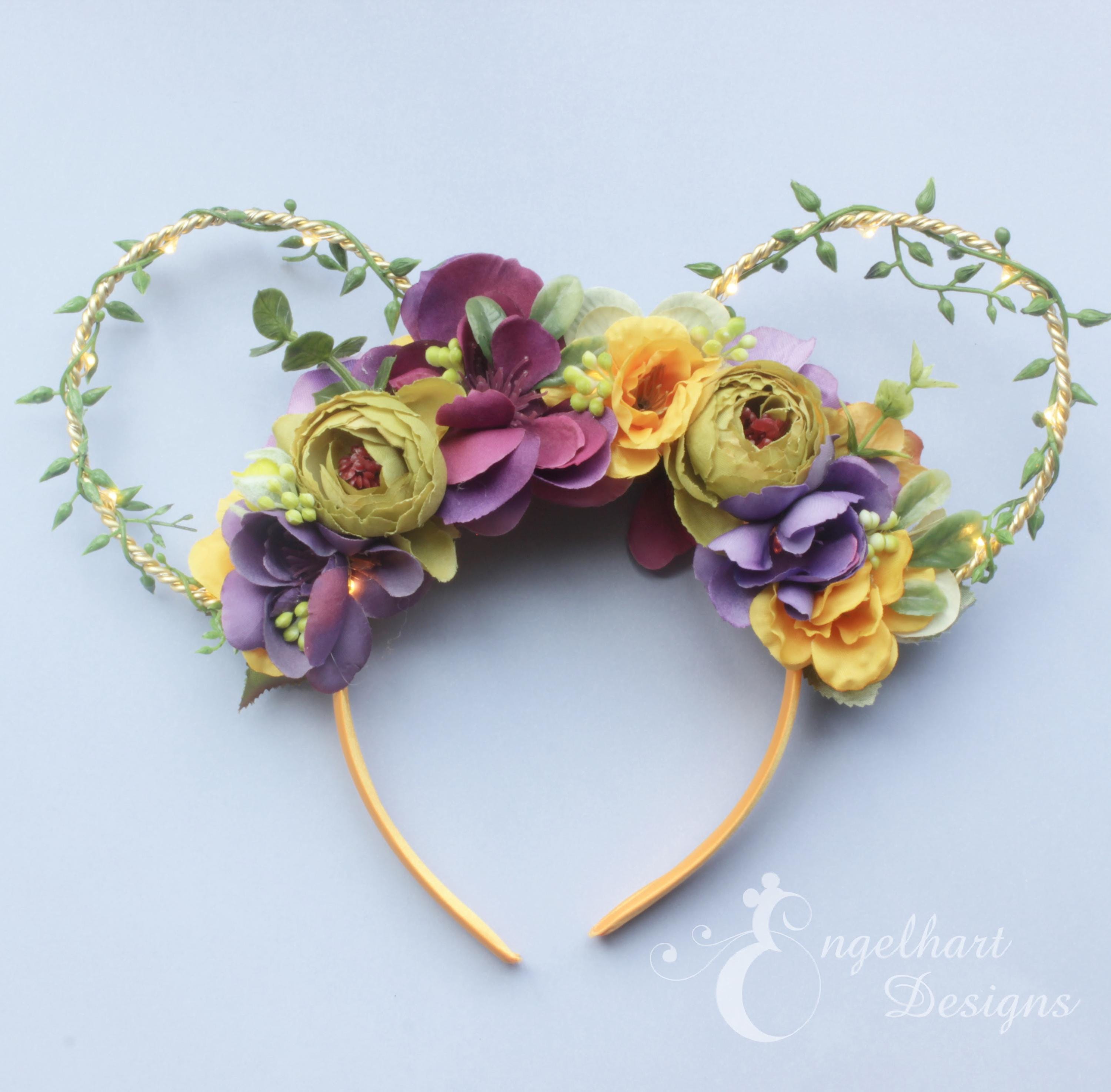 Enchanted Forest Minnie Ears: Floral Light-up Mouse Ears - Etsy