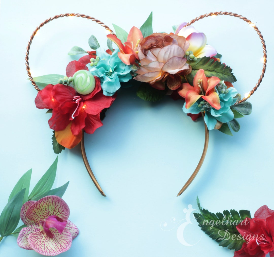 Moana Ears Headband, Floral Mickey Ears, Disney Princess Ears ...