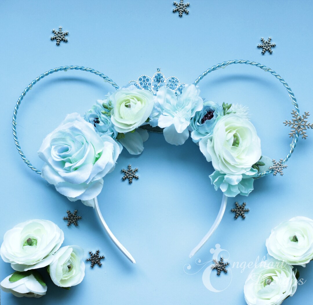Floral Elsa Mouse Ears, Frozen Disney Princess Winter Headband - Etsy