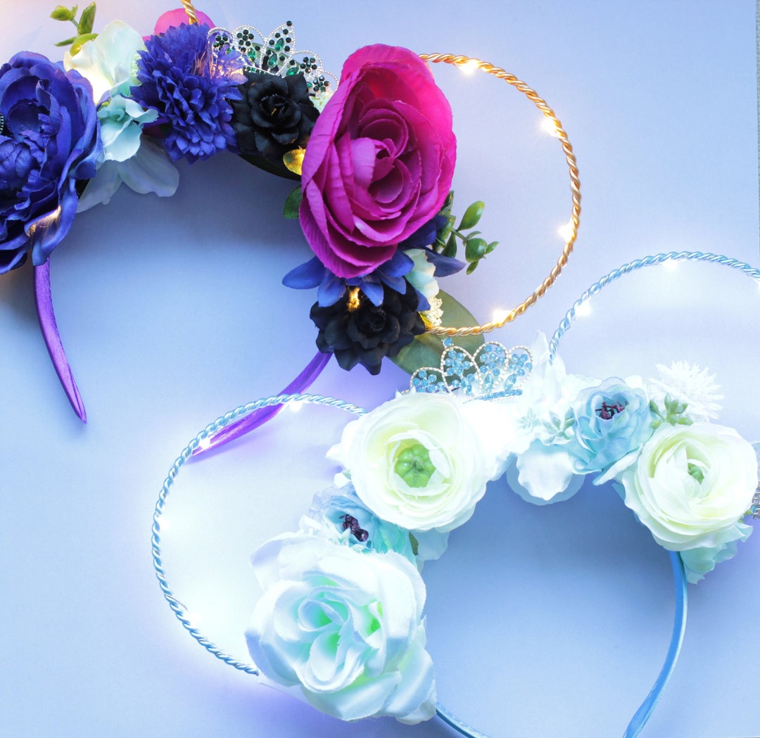 Elsa and Anna Ears, Frozen Disney Headband, Floral Mickey Ears, Disney ...