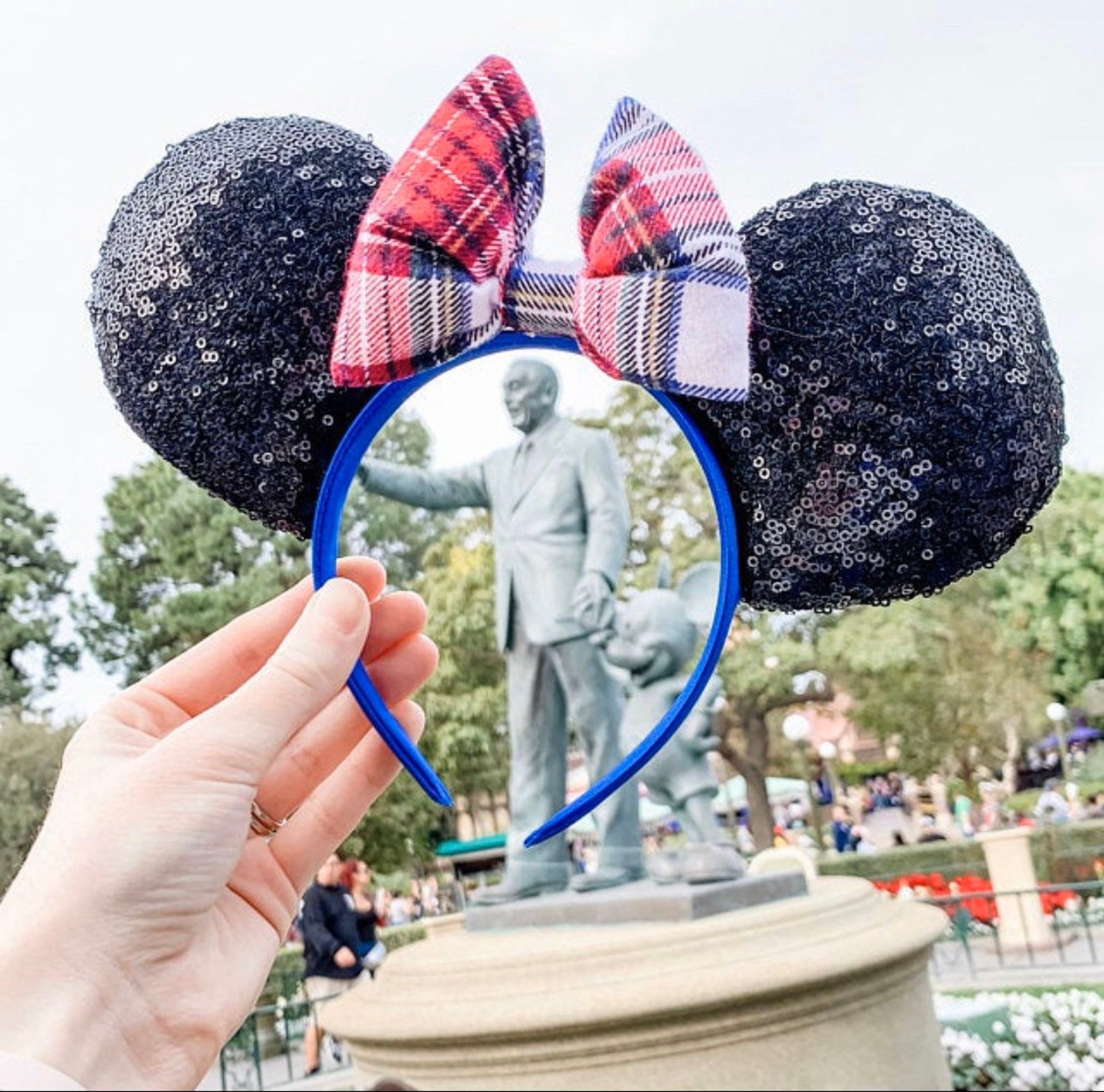Christmas Plaid Sequin Minnie Mouse Ears, Holiday Sparkle Mickey Ears ...