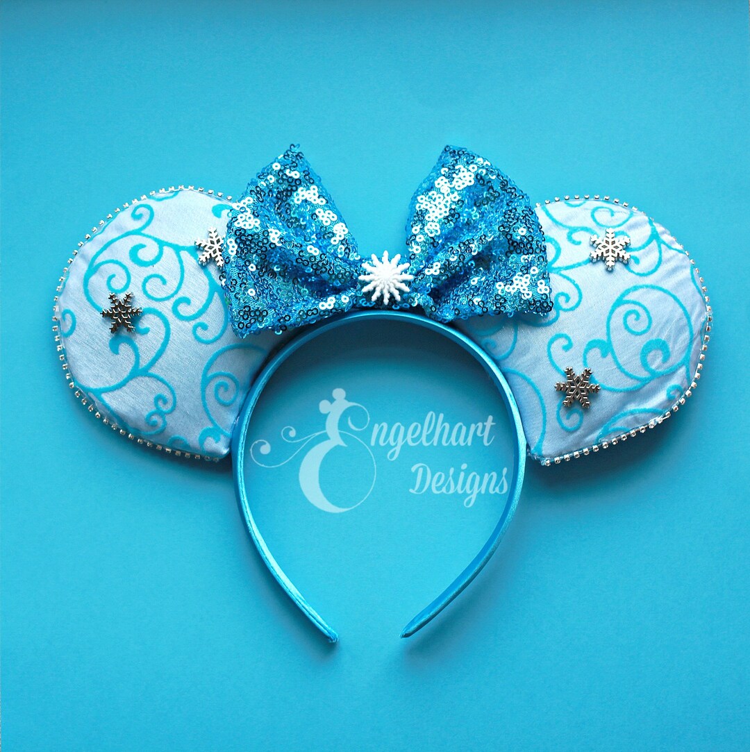 Frozen Inspired Mickey Ears, Queen Elsa Mouse Ears, Blue Winter ...