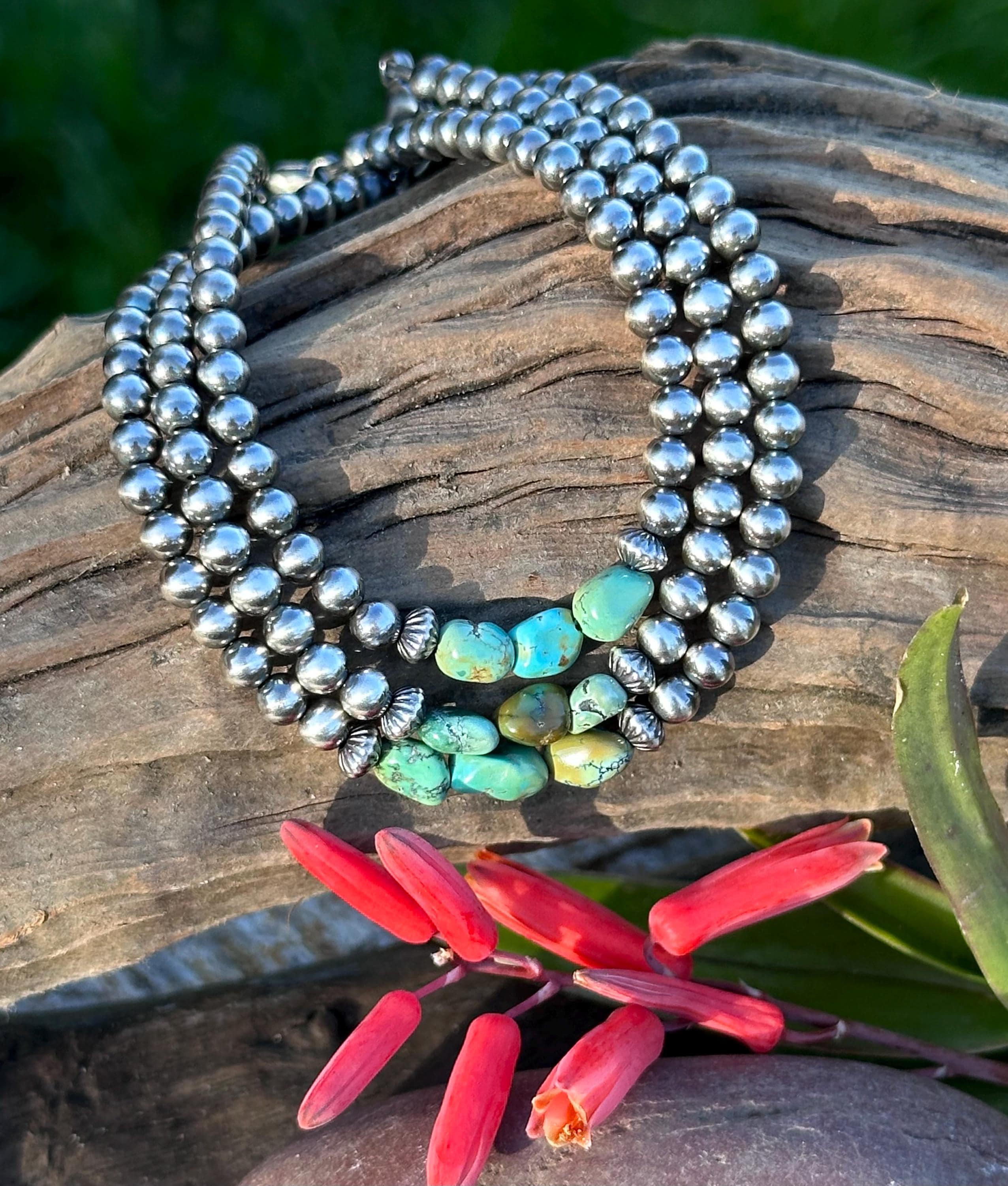 Turquoise Nugget Bracelet, Sterling Navajo Pearl, Southwest Stacking ...