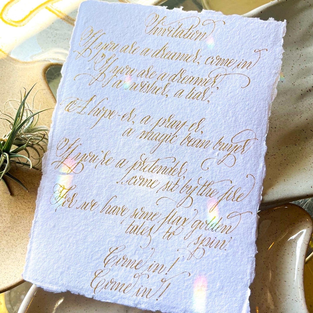 Flourished Script // Poem, Vows, Song, Letter // Hand-lettered Unframed ...