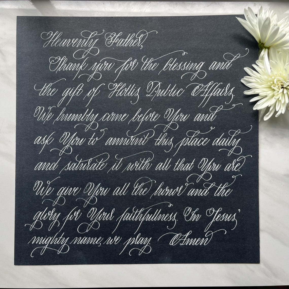Flourished Script // Poem, Vows, Song, Letter // Hand-lettered Unframed ...