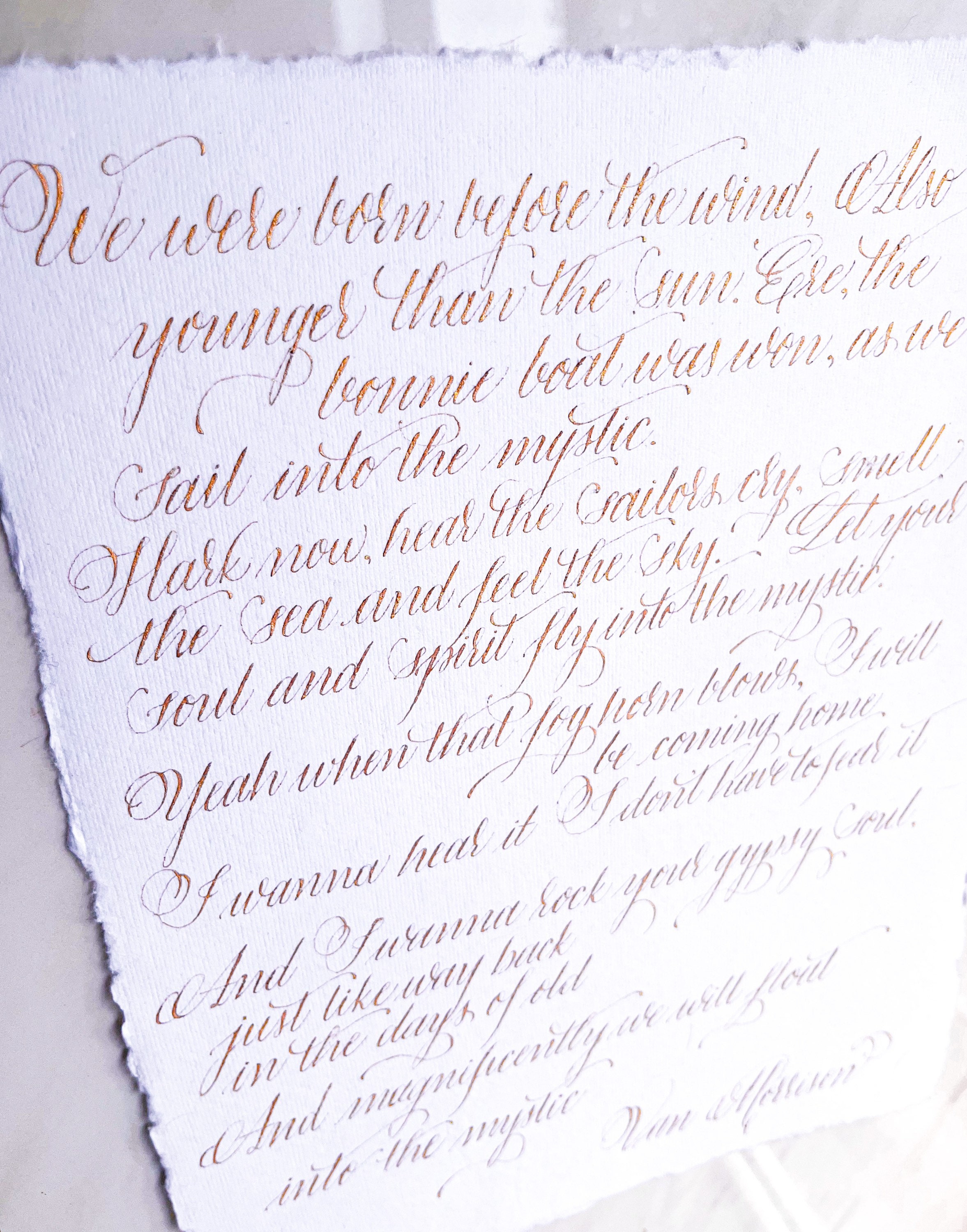 Flourished Script // Poem, Vows, Song, Letter // Hand-lettered Unframed ...