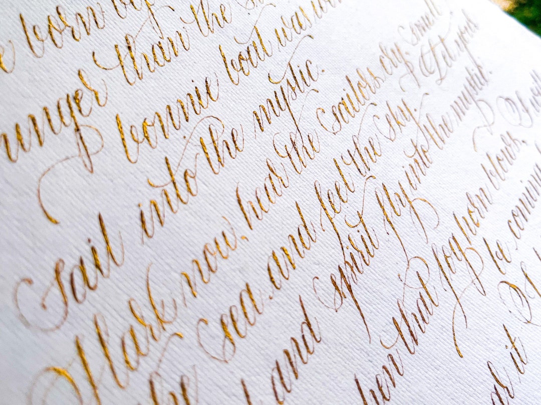 Flourished Script // Poem, Vows, Song, Letter // Hand-lettered Unframed ...