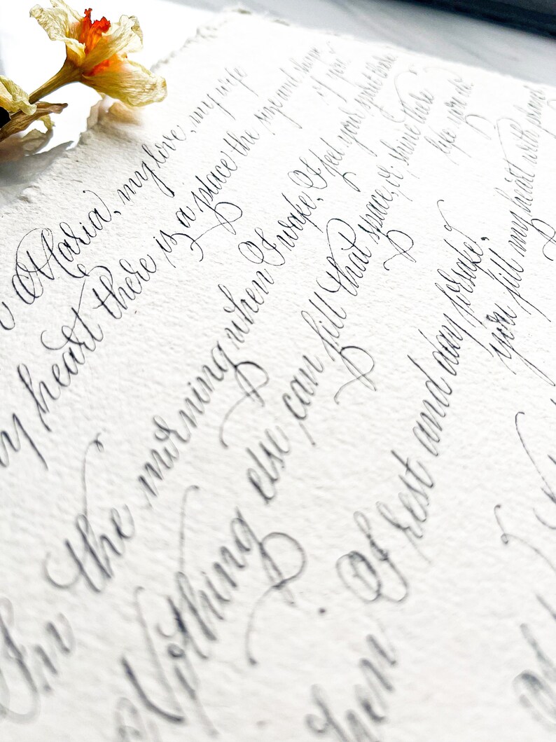 Flourished Script // Poem, Vows, Song, Letter // Hand-lettered Unframed ...