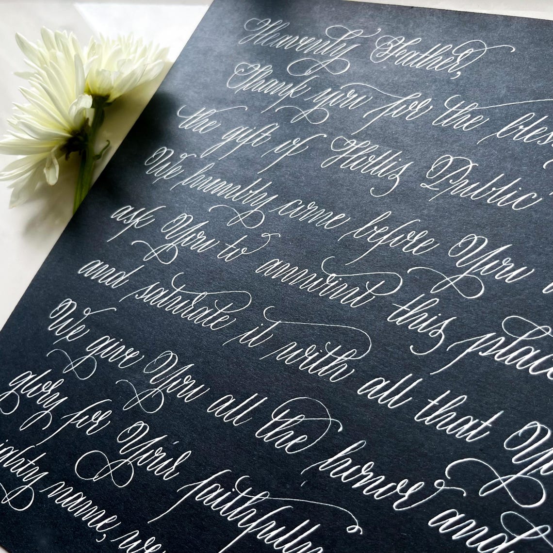 Flourished Script // Poem, Vows, Song, Letter // Hand-lettered Unframed ...