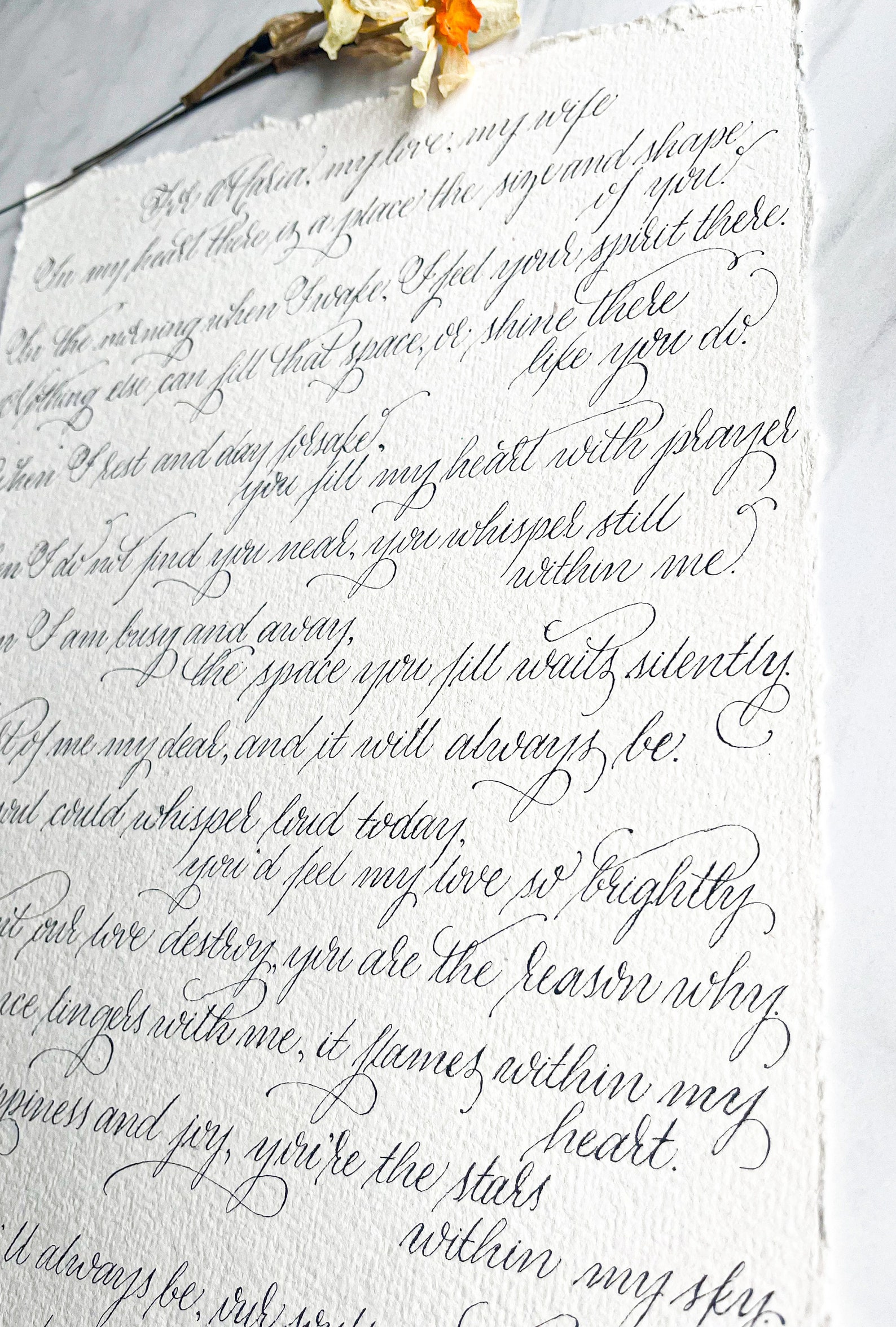 Flourished Script // Poem, Vows, Song, Letter // Hand-lettered Unframed ...