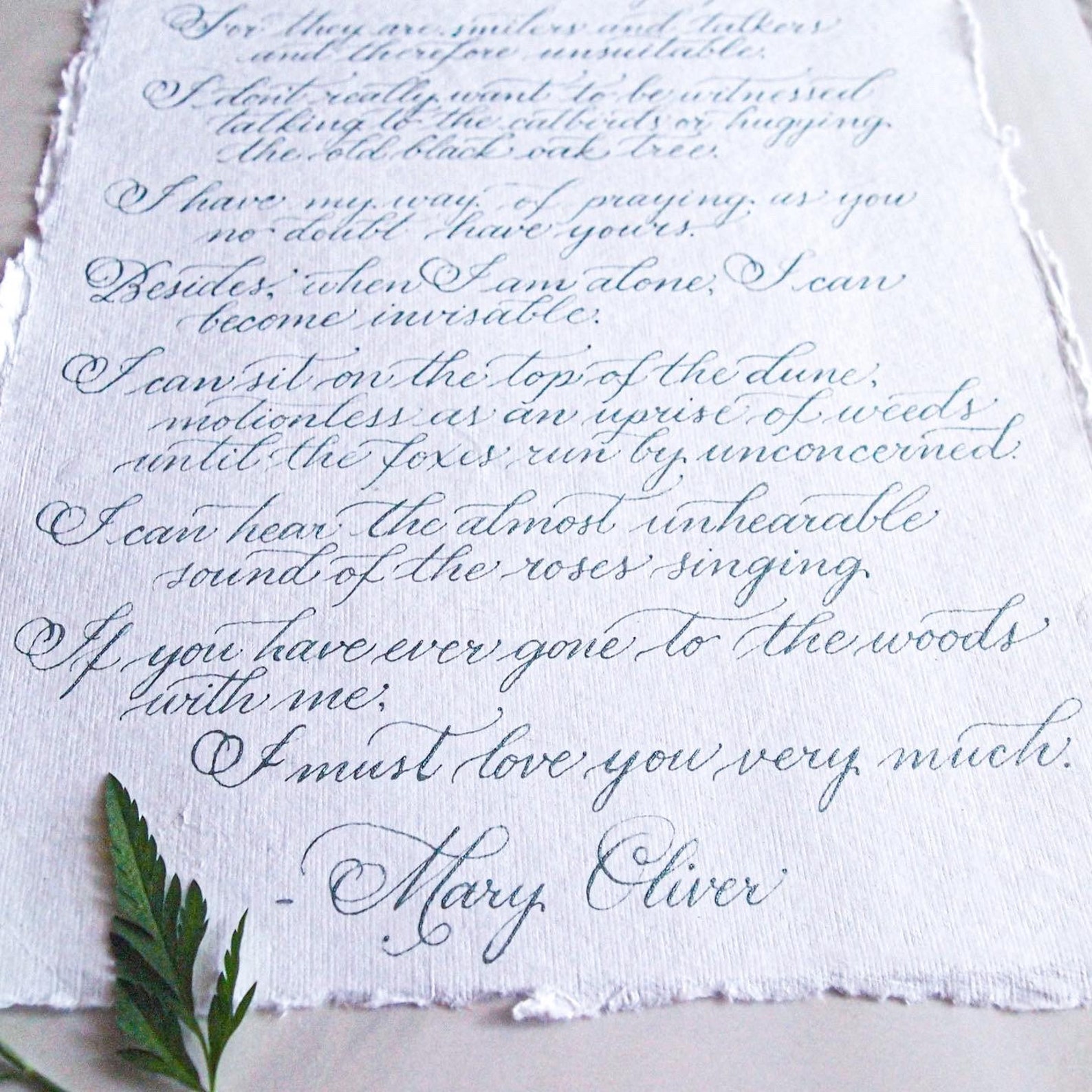 Flourished Script // Poem, Vows, Song, Letter // Hand-lettered Unframed ...