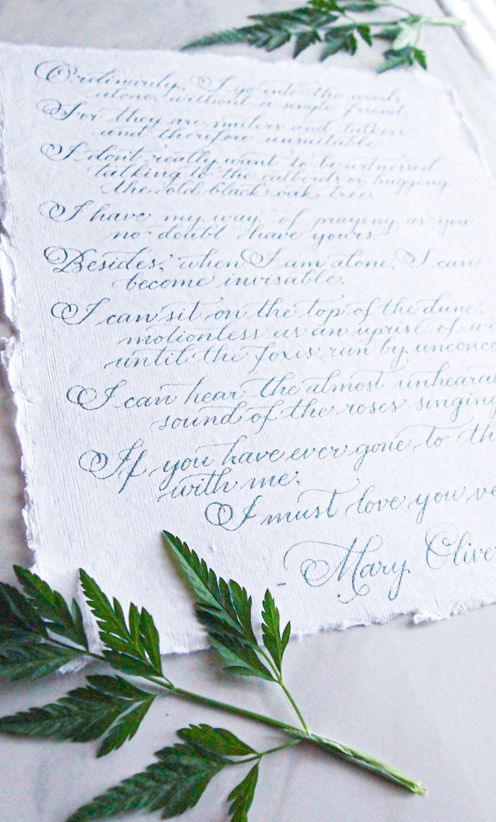 Flourished Script // Poem, Vows, Song, Letter // Hand-lettered Unframed ...