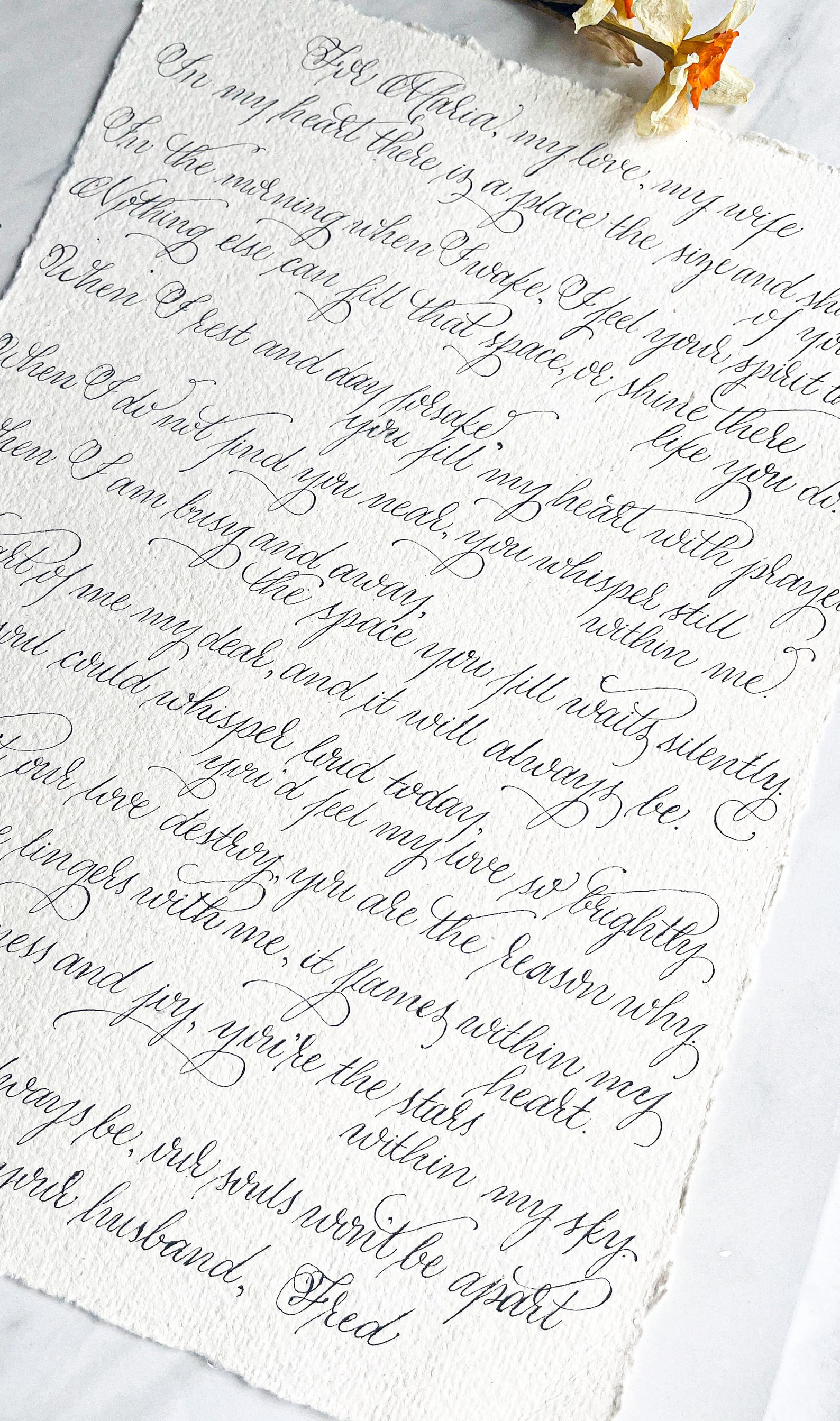 Flourished Script // Poem, Vows, Song, Letter // Hand-lettered Unframed ...