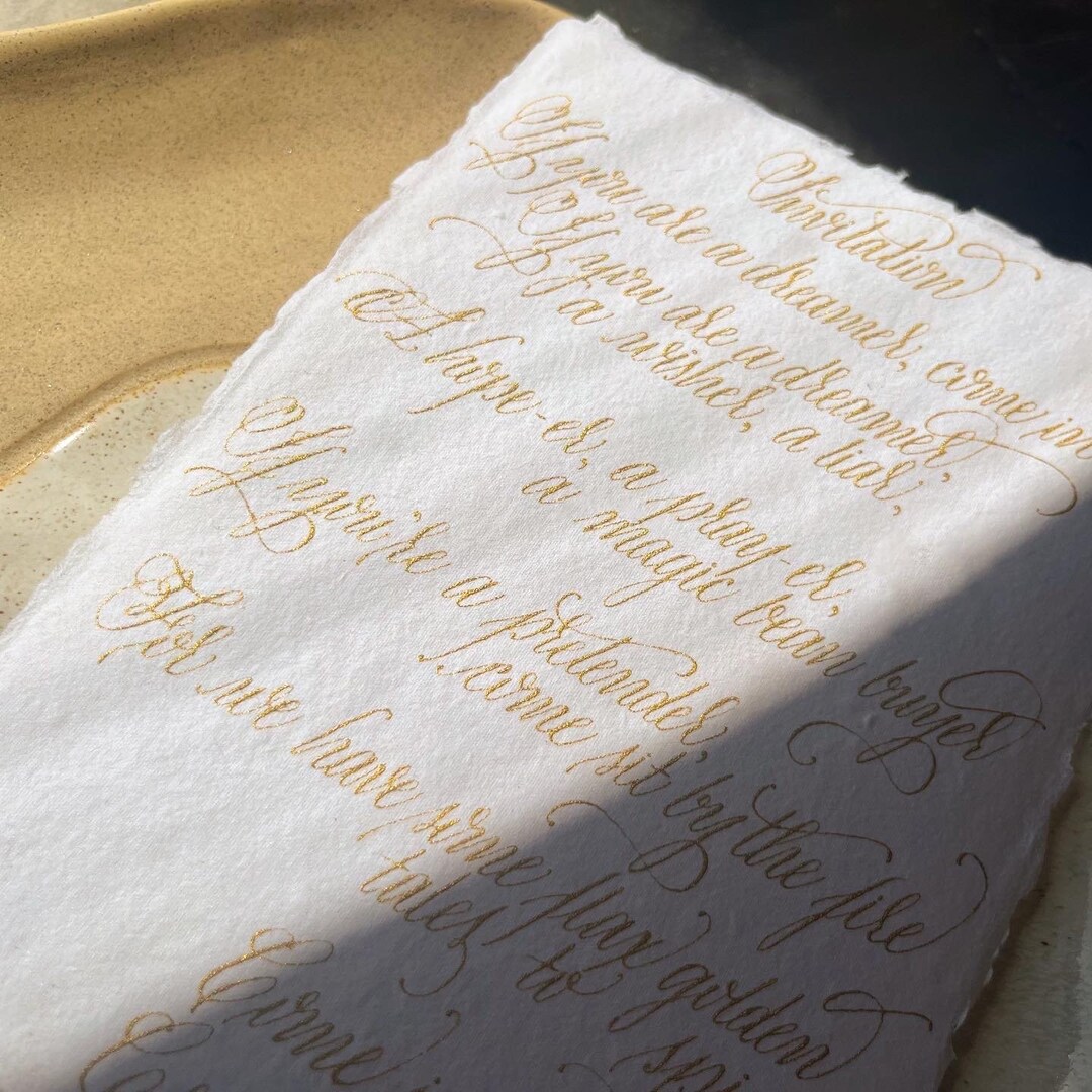 Flourished Script // Poem, Vows, Song, Letter // Hand-lettered Unframed ...