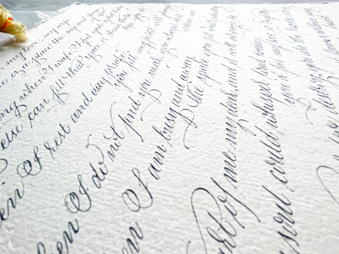 Flourished Script // Poem, Vows, Song, Letter // Hand-lettered Unframed ...