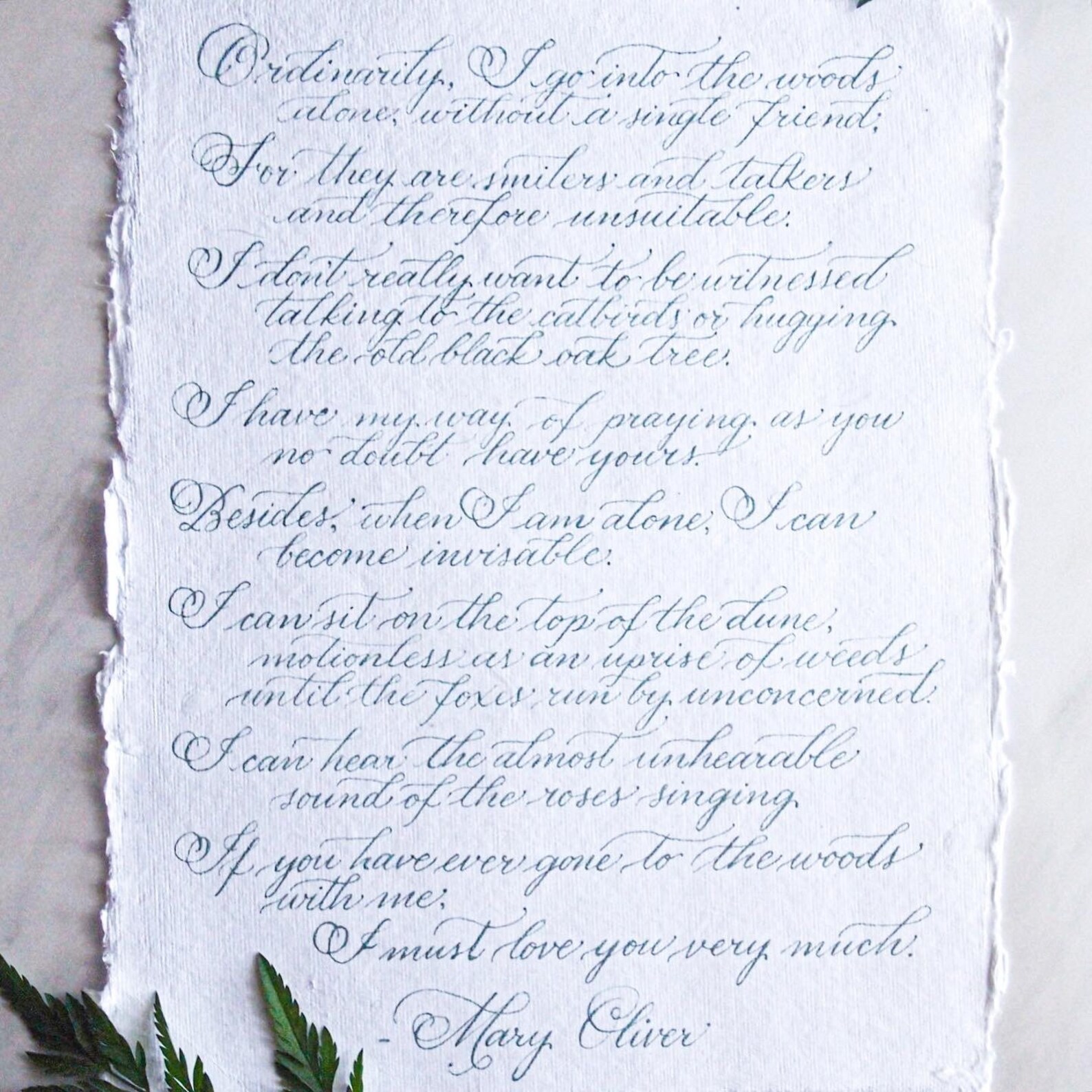 Flourished Script // Poem, Vows, Song, Letter // Hand-lettered Unframed ...