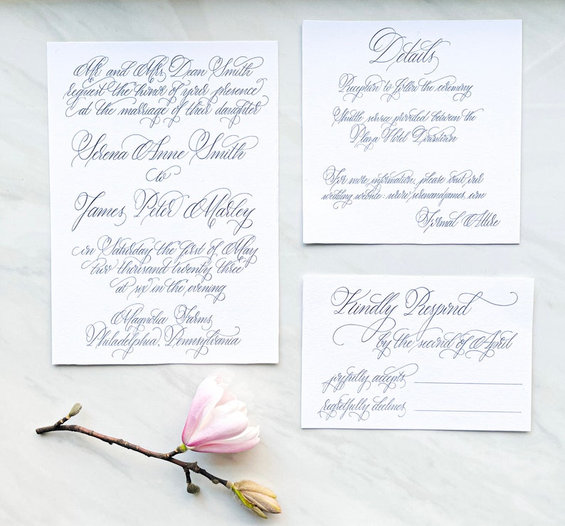 Personalized All Script Wedding Invitations // Handwritten in ...