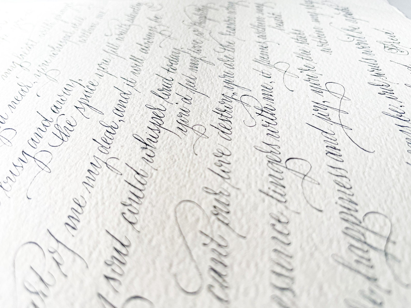 Flourished Script // Poem, Vows, Song, Letter // Hand-lettered Unframed ...