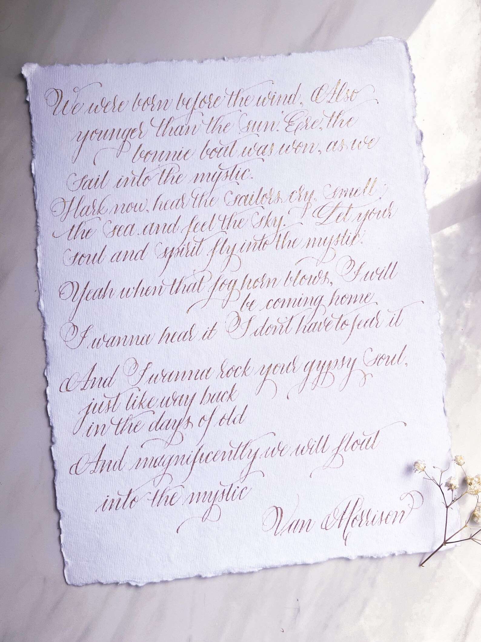 Flourished Script // Poem, Vows, Song, Letter // Hand-lettered Unframed ...