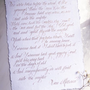 Flourished Script // Poem, Vows, Song, Letter // Hand-lettered Unframed ...