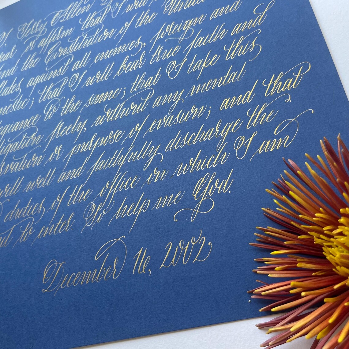 Flourished Script // Poem, Vows, Song, Letter // Hand-lettered Unframed ...