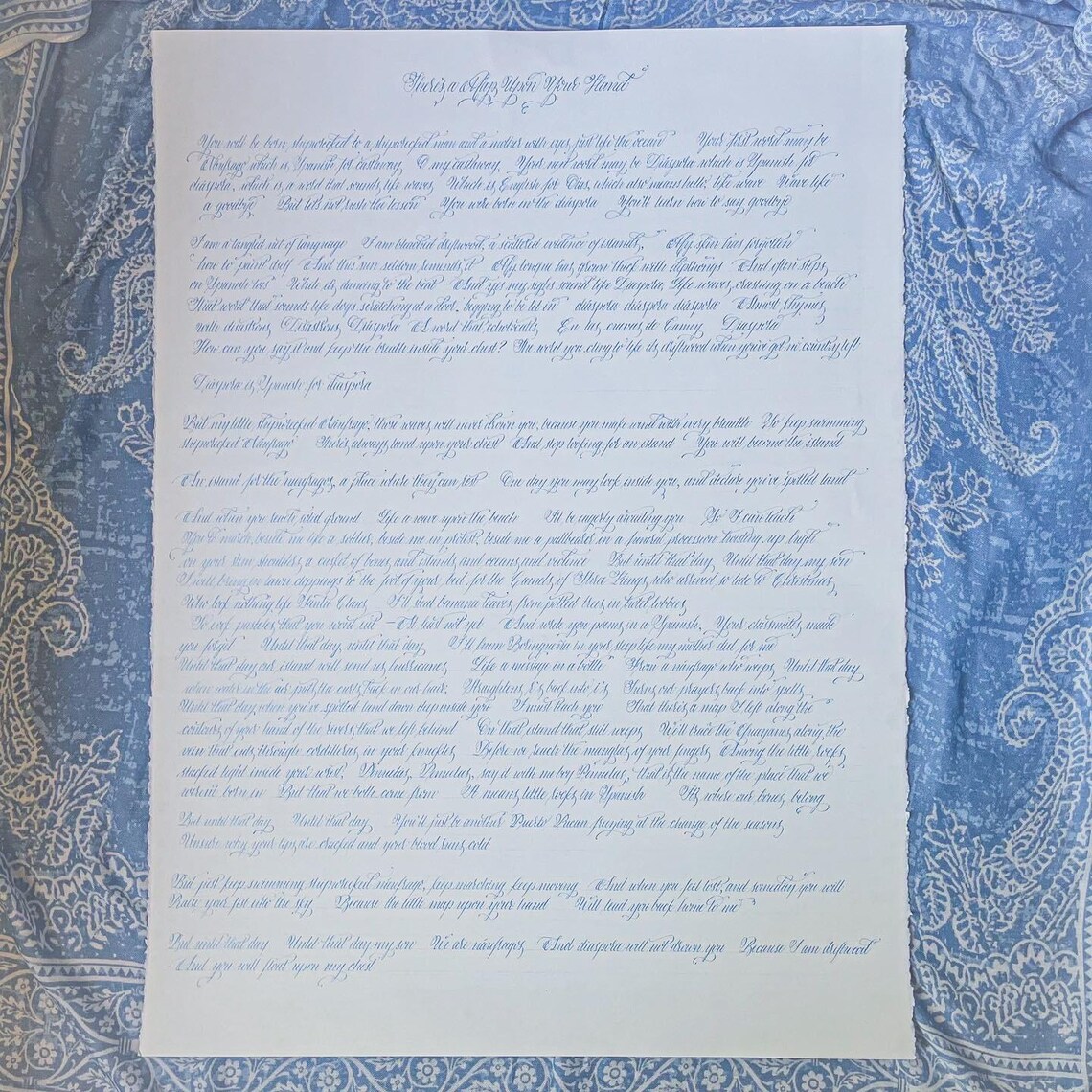 Flourished Script // Poem, Vows, Song, Letter // Hand-lettered Unframed ...