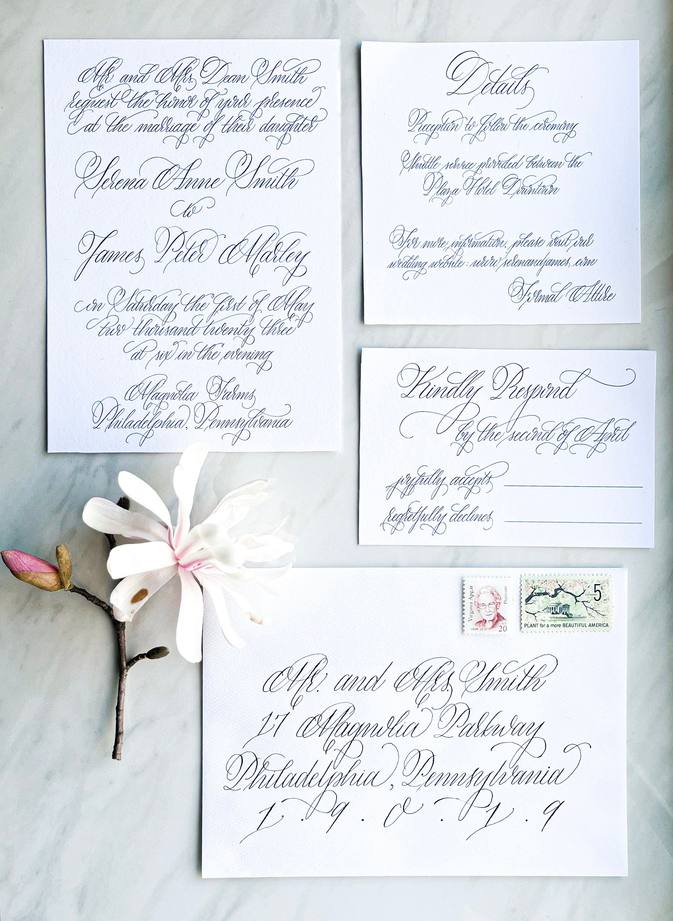 Personalized All Script Wedding Invitations // Handwritten in ...