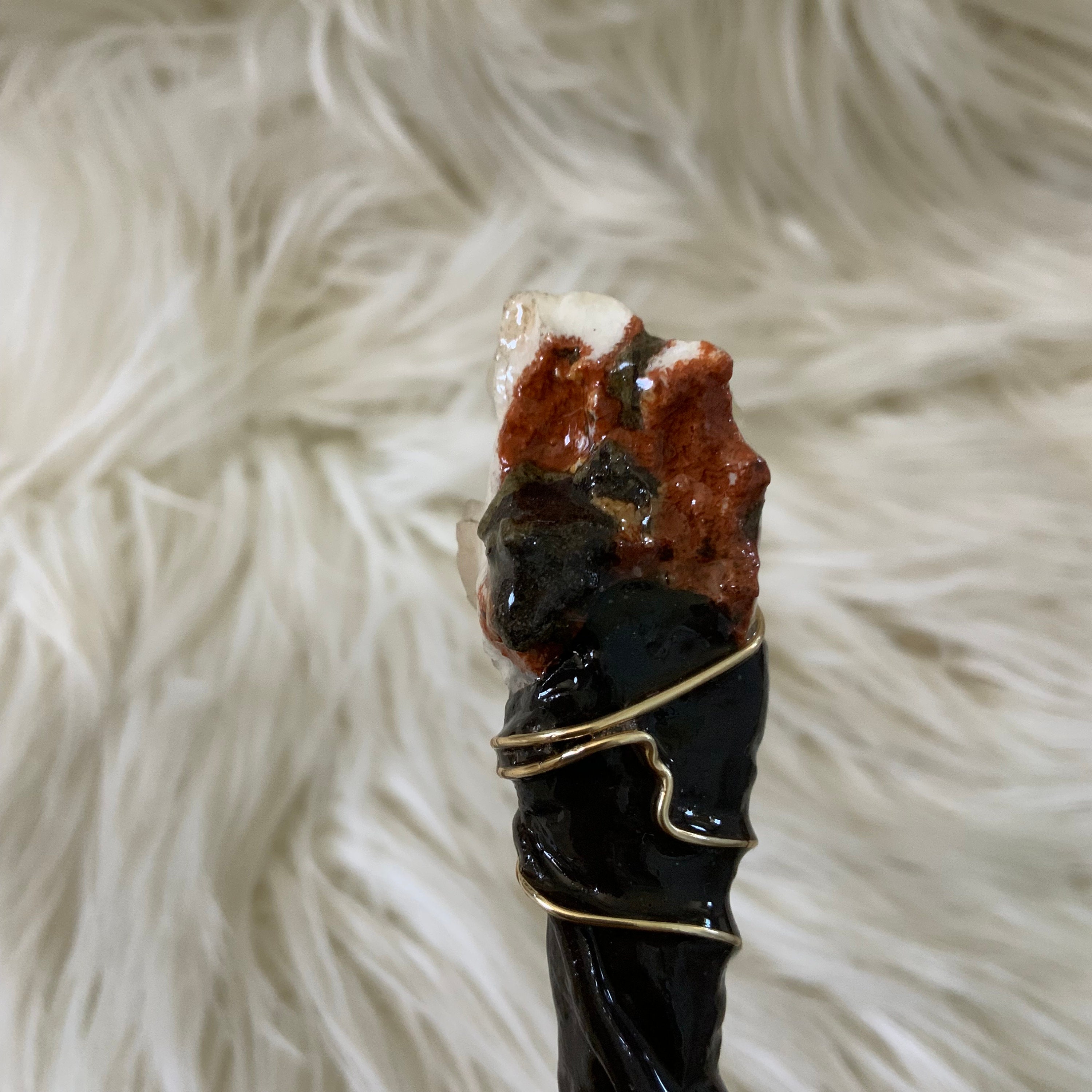 Beautiful Peach Apophyllite Wand with Gold Wire/Wizard | Etsy