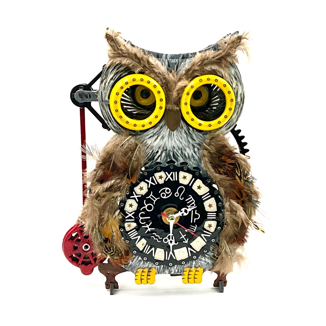 3D Owl Tabletop Clock: Unique Postmodern Wooden Timepiece for Home ...