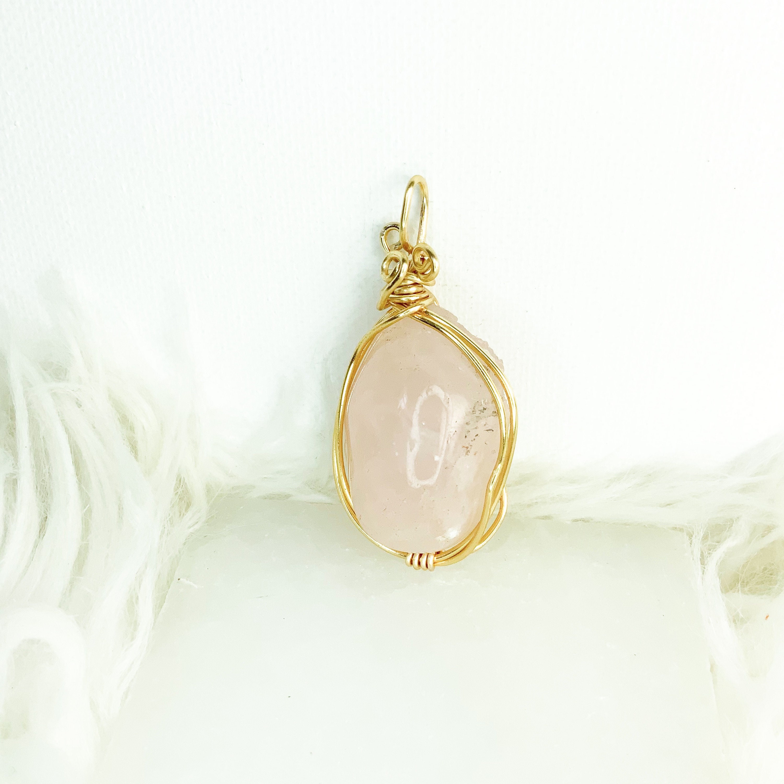 Stunning Rose Quartz Pendant with Gold for Love/Rose Quartz | Etsy