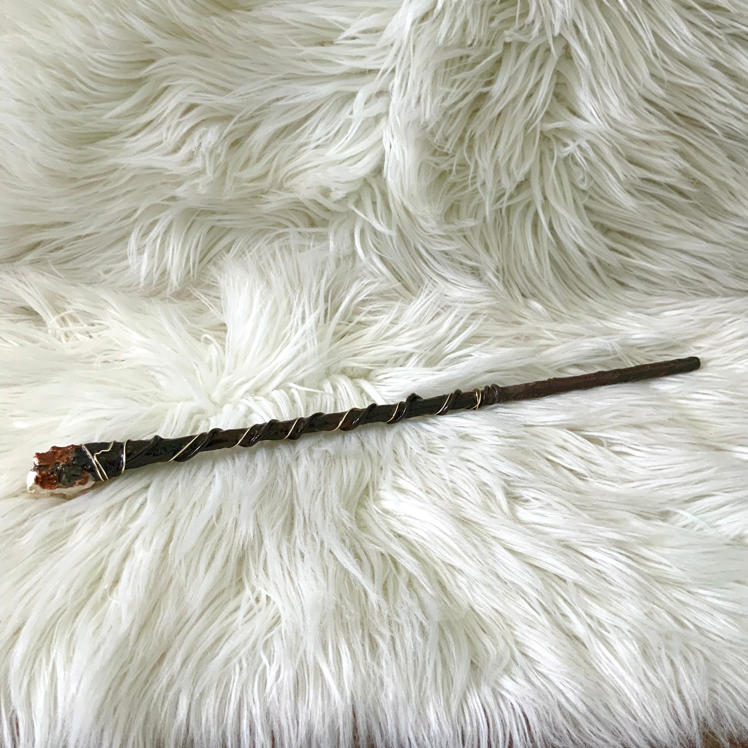 Beautiful Peach Apophyllite Wand with Gold Wire/Wizard | Etsy