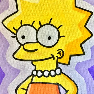 Lisa Simpson Cartoon Acrylic Painting With Outlined Background - Etsy
