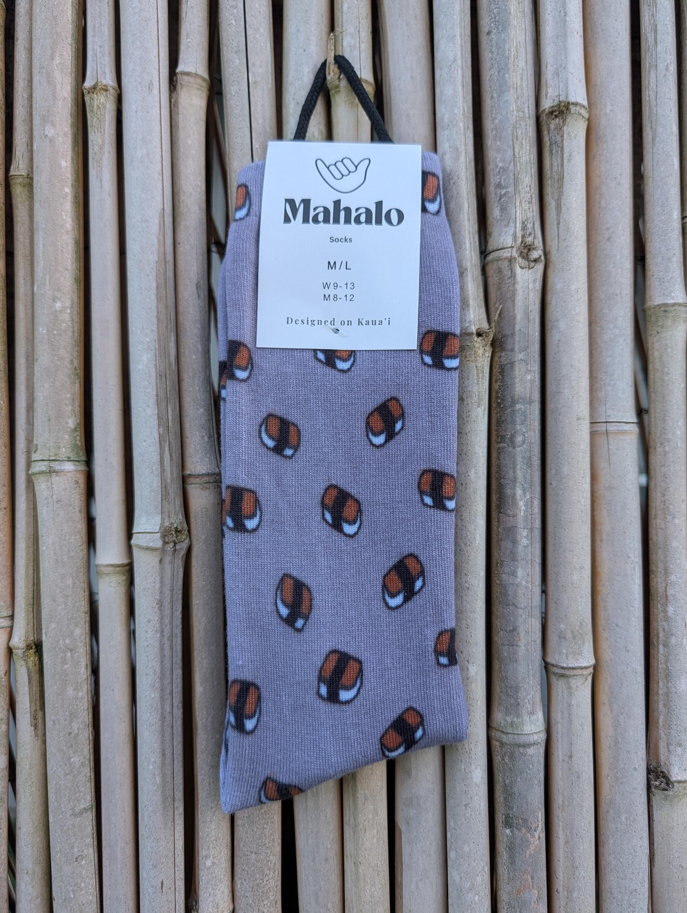 Musubi Socks, Hawaii Print, Funny Socks, Spam Socks, Kauai, Mahalo ...