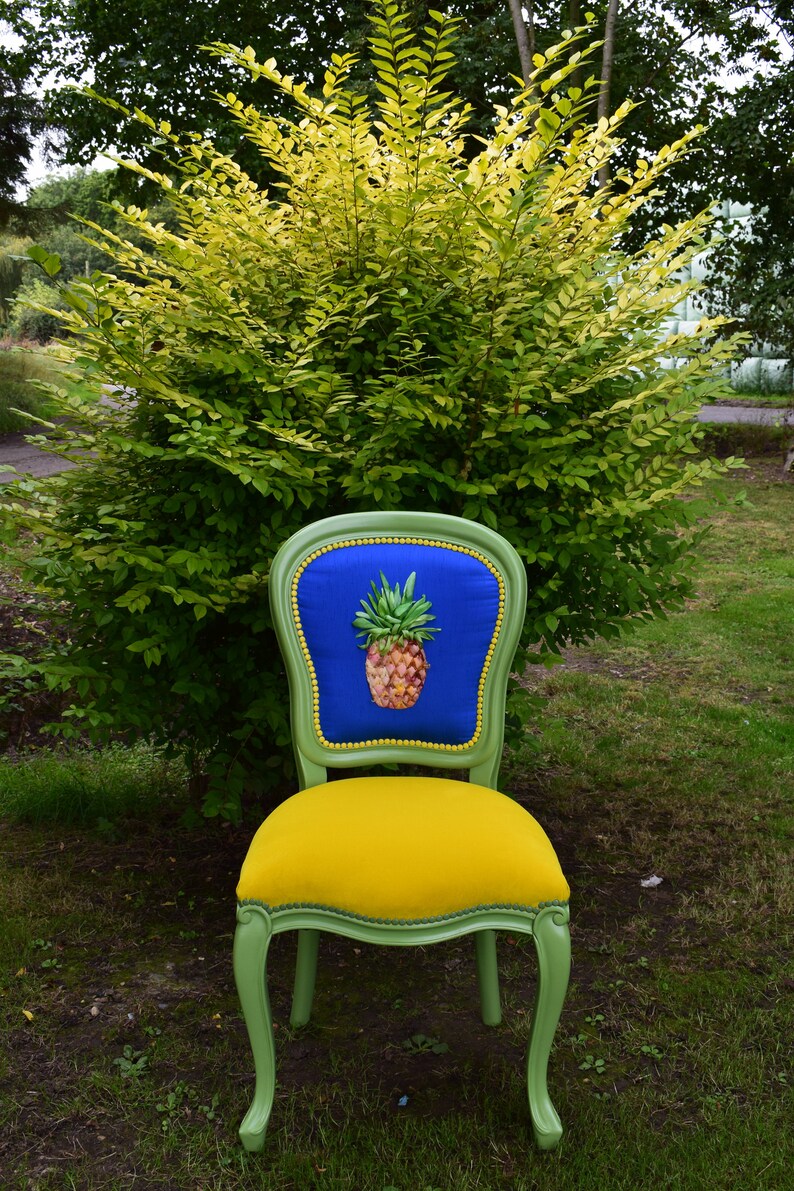 Hand Embroidered Statement Chair ,pineapple Chair,quirky Chair,unusual ...