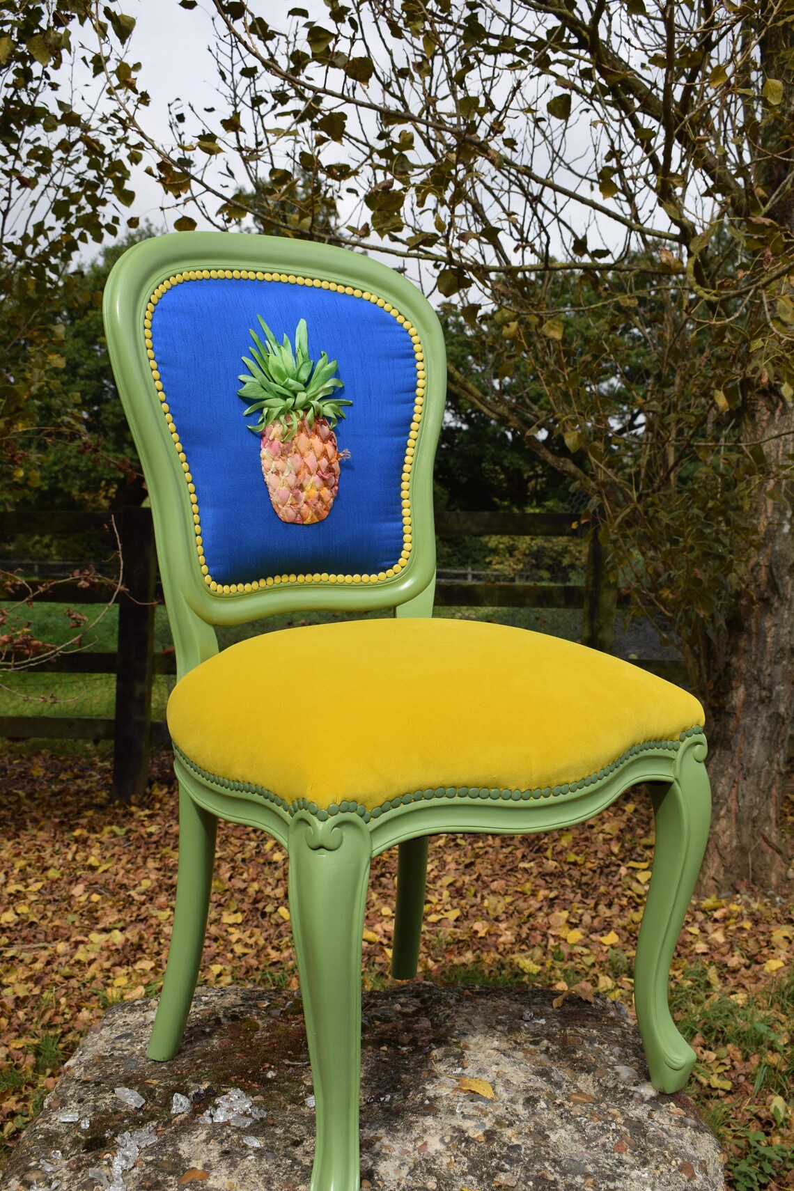 Hand Embroidered Statement Chair ,pineapple Chair,quirky Chair,unusual ...