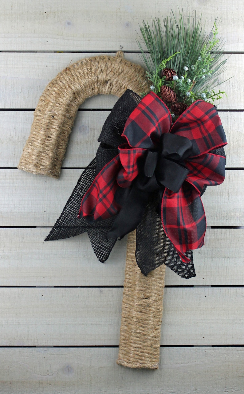 Christmas Woven Rope Candy Cane With Pine Cones, Berries and Greens ...